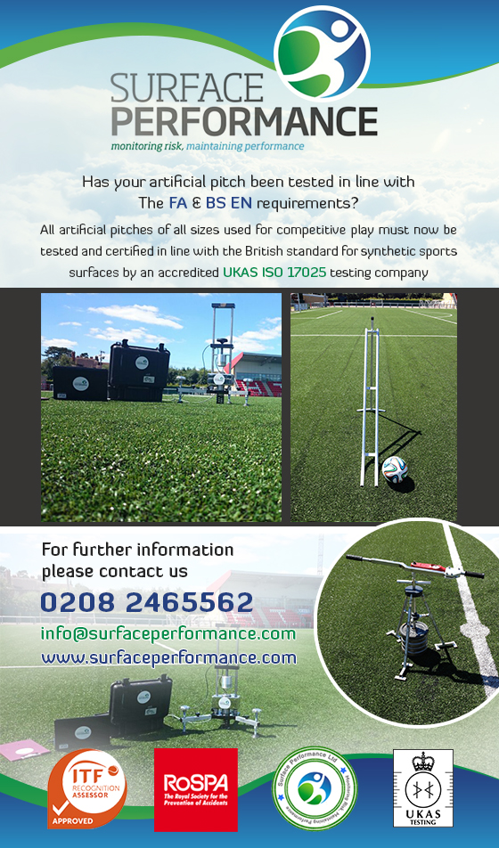 F.A artificial 3G pitch testing – Surface Performance